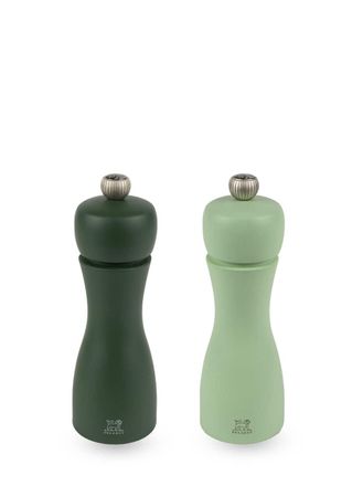 Peugeot Pfeffer- und Salzmuehle, 15 cm, matt moosgr&uuml;n u. matt mintgr&uuml;n, Buchenholz