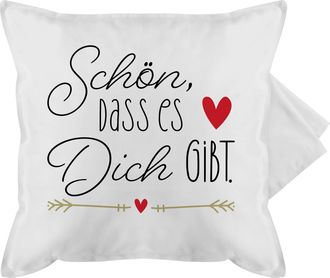 Shirtracer Kissenbezug - Valentinstag Partner Kissen Ideen - Sch&ouml;n dass es dich gibt - 50 x 50 cm - Wei&szlig; - geschenke liebes geschenk walentinstag freundin kusche