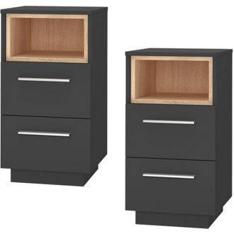 Vicco Nachttisch Beatrice, Anthrazit, 36 x 68 cm 2er Set