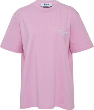 Msgm t-shirt à logo brodé - Rose
