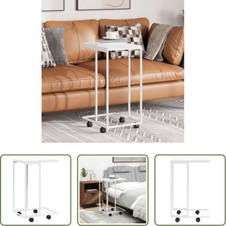 vidaXL C-Design Beistelltisch - Beistelltisch mit Rollen Wei&szlig; 40x30x63,5 cm Holzwerkstoff