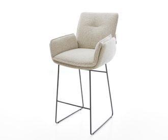 DELIFE Barstuhl Nela-Flex Webstoff Soft Beige Kufengestell Metall Schwarz, Barst&uuml;hle