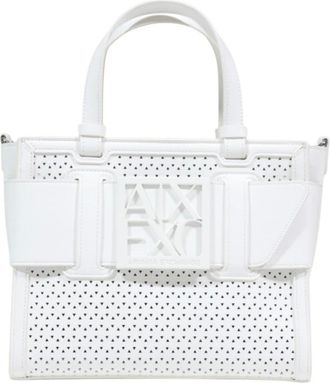 A|X Armani Exchange Femme, Sacs, Blanc, Taille: ONE Size Shopper en tissu technique monochrome