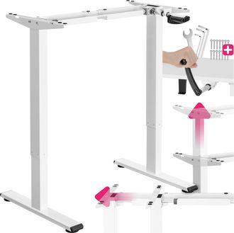TecTake h&ouml;henverstellbarer Steh-Schreibtisch, Tischgestell, Arbeitszimmer M&ouml;bel, Standing Desk, Metall (wei&szlig;)