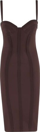 Elisabetta Franchi Femme, Jupes, Brun, Taille: 36 FR Robe L&eacute;g&egrave;re en Cr&ecirc;pe avec D&eacute;tails Bord Franc