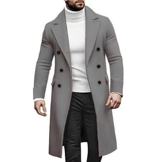 Generic Manteau dhiver pour homme - Trench à double boutonnage - Décontracté - Chaud - Coupe-vent - Manteau daffaires - Col à revers - Veste dhiver - Loisirs 