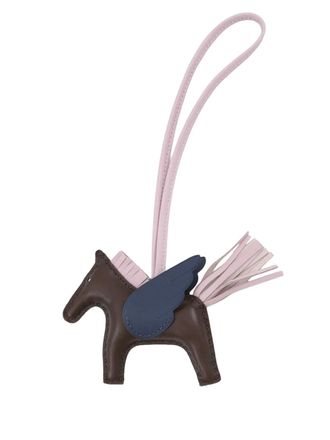 Herm&egrave;s 2021 Milo Lambskin and Swift Grigri Rodeo Pegase Bag Charm PM key chain - Braun