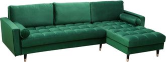 Invicta Interior Elegantes Ecksofa Cozy Velvet 260cm smaragdgrün Samt Federkern 3er-Sofa Samtoptik Eckcouch Sofa Couch