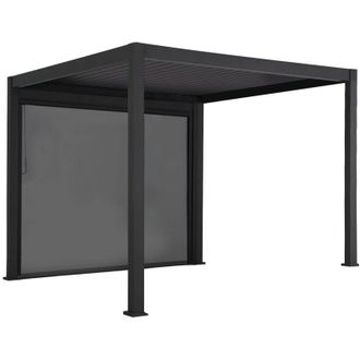 Sweeek Pergola avec store bioclimatique aluminium et textil&egrave;ne Triomphe anthracite 3x3 m lames orientables