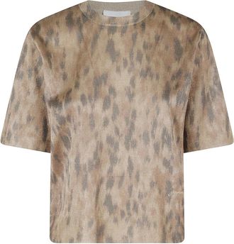 Ganni Femme, Tops, Beige, Taille: 40 FR T-shirt M&eacute;tallis&eacute; Imprim&eacute;