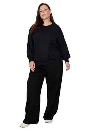 Trendyol Pantalon de surv&ecirc;tement &eacute;lastique Grande Taille, Noir, XL Plus Femme