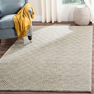 Safavieh Naturfaser Teppich für Wohnzimmer, Esszimmer, Schlafzimmer - Natural Fiber Collection, Kurzer Flor, Elfenbein und Hellgrau, 91 X 152 cm