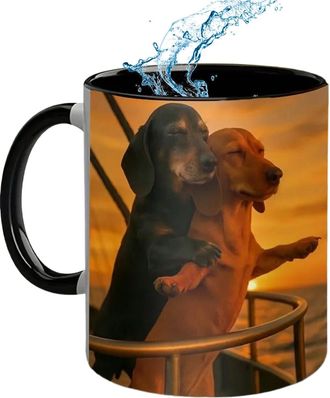 Generic Dackel Paar Becher - 11oz Keramik Neuheit Drinkware Design, Lustige Hundeliebhaber Becher Set, Bedruckte Kaffeetasse Stil Mit Humorvollen Grafik Kunst