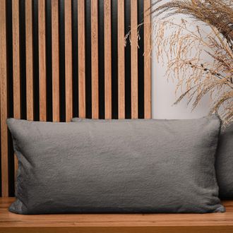 MG Design 2er Set Kissenbez&uuml;ge 40 x 80 cm in Grau - mit Rei&szlig;verschluss, langfloriges Kunstfell, extra weich & Cosy, pflegeleicht