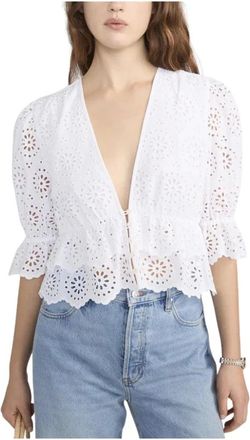 Frame Denim Femme, Blouses et Chemises, Blanc, Taille: 40 FR The Solstice Eyelet Blouse