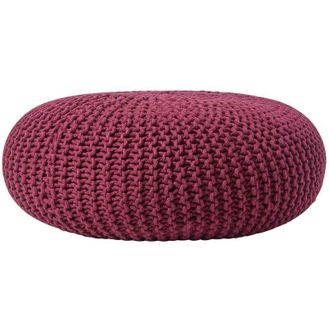 Homescapes Großer Strickpouf 100% Baumwolle, pflaume - Homescapes