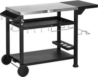 OUTSUNNY Chariot desserte barbecue plancha multi-&eacute;quipement plateau acier inox