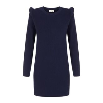Elisabetta Franchi Mini-Kleid aus Strick mit 3D-Details - - Dresses - Damen - Blau - 2XL
