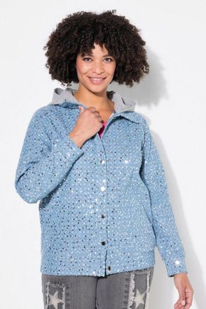 Angel Of Style Sweatjacke Sweatjacke mit Kapuze vorne Denimoptik Pailletten