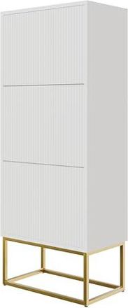 Selsey Schuhschrank Schuhregal 50 cm 3 Klappen Schuh Schrank 12 Paar Schuhe Schuhaufbewahrung Stehend Weiß Goldene Beine Veldio