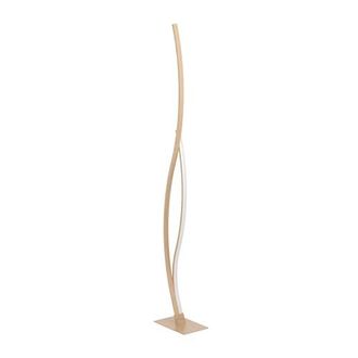 Eglo LED Stehlampe Grisolia, Design Lampe Wohnzimmer, Standleuchte geschwungen, Metall in Holz-Optik, warmwei&szlig;, 129 cm