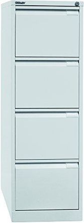 Bisley H&auml;ngeregistraturschrank, einbahnig, DIN A4, 4 HR-Schubladen, Metall, 645 Lichtgrau, 62.2 x 41.3 x 132.1 cm