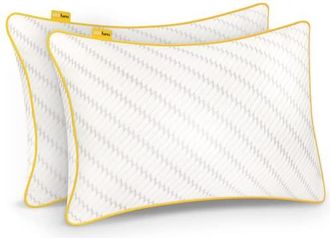 Cosi Home Lot de 2 Oreillers à mémoire de Forme 71x45 cm - Coussin Respirant Blanc avec Housse en Bambou, Hauteur Réglable, Lavable en Machine, pour Dormir sur 