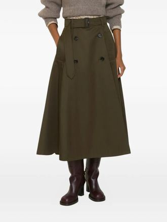 Burberry Gabardine-Midirock mit Schnallengürtel - Grün