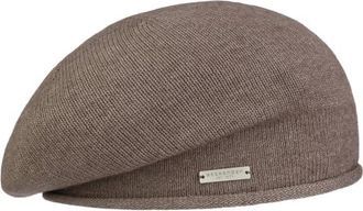 Seeberger Béret classique uni en tricot pour femme, taupe, 6 3/4/7 3/8