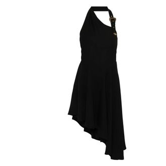 Versace Jeans Couture Schwarzes Crepe Minikleid mit Gravierter Schnalle - - Dresses - Damen - Schwarzk - 2XS