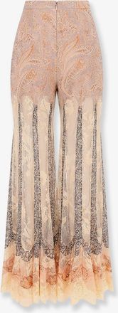 Zimmermann Womens Flare Silk Trousers Valiant Panelled Pink