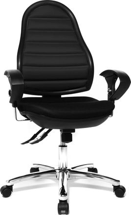Topstar Bürostuhl Flex Point SY Deluxe, Bezug schwarz, inkl. höhenverstellbarer Armlehnen und Hartbodenrollen