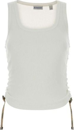 Burberry Femme, Tops, Blanc, Taille: 42 FR Check Trim Cotton Blend Tank Top