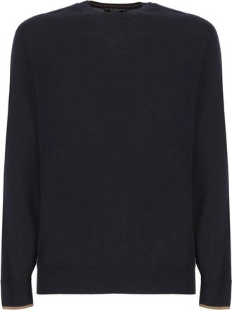 PESERICO Blauer Woll-Crewneck-Pullover - - Knitwear - Herren - Blau - 2XL