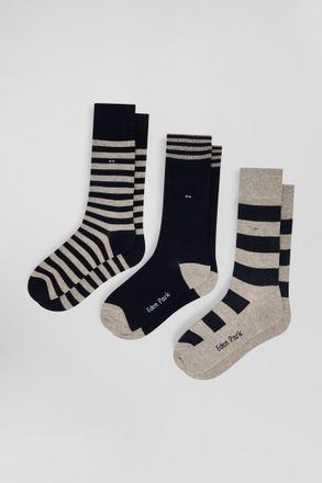 Eden Park Lot De 3 Paires De Chaussettes Cercl&eacute;es Grises En Coton Stretch
