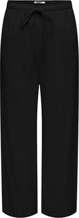 Only Onlsiesta MW Pull-up Linen BL PNT Noos Pantalon Basique à Coupe Droite avec Taille Moyenne, Noir, XXS / 32L Femmes
