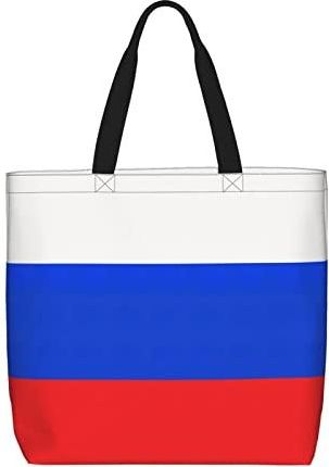 Generic Sac De Courses Drapeau De La Russie Sac &Agrave; Bandouli&egrave;re En Toile R&eacute;utilisable De Grande Capacit&eacute; Sacs En Toile Pour Femmes, Pour Tous Les Jours, Filles,