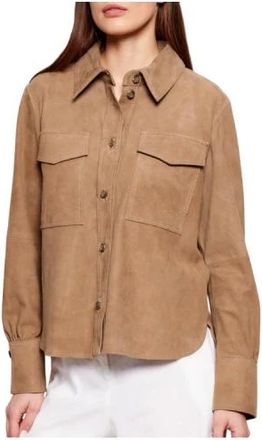 Marella Femme, Blouses et Chemises, Beige, Taille: 38 FR Mllapogeo Suede Shacket