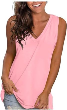 Generic D&eacute;bardeurs habill&eacute;s basiques 2025 &agrave; col en V pour femme, coupe ample, caraco sans manches, chemises tendance, d&eacute;contract&eacute;, fluide, sorties, joli d&eacute;bar