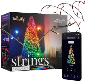Twinkly Strings 750 RGB-LEDs, LED-Leuchten für den Außen- und Innenbereich, Smarte LED-Lichter, Kompatibel mit Alexa und Google Home, IP44, Weihnachtsdeko, Ap