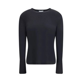 James Perse Femme, Tops, Noir, Taille: 36 FR Pull en Coton &agrave; Manches Longues Monochrome
