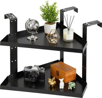 Generic Regale Für Büroarbeitsplätze | Zweilagiges Bücherregal | Höhenverstellbares Bürozellen Bücherregal mit Haken - Für Badezimmer Küche Schlafzimmer Wohnz