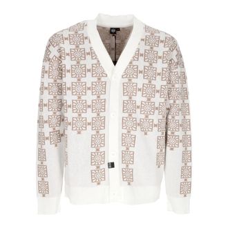 Dolly Noire Braun/Wei&szlig; V-Ausschnitt Cardigan Pullover - - Knitwear - Herren - Braun - M