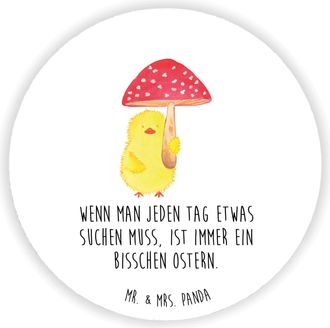 Mr. & Mrs. Panda Kühlschrankmagnet Küken Fliegenpilz - Geschenk, Frohe Ostern, Magnete, rundmagnet, Glückspilz, Ostergrüße, kühlschrankmagnete