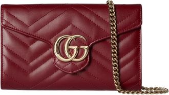 Gucci GG Marmont Wallet with Chain - - Bags - Damen - Rot - ONE SIZE