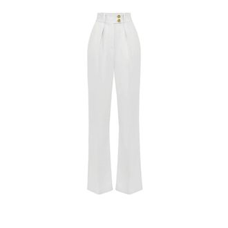 Elisabetta Franchi Femme, Pantalons, Blanc, Taille: 42 FR Pantalon Droit