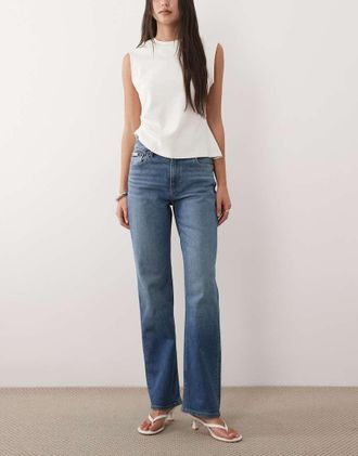 Calvin Klein Jeans Jean droit &agrave; taille haute - Bleu moyen vintage d&eacute;lav&eacute;
