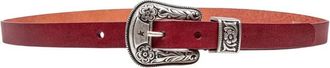 Golden Goose G&uuml;rtel - Vintage-Effect Washed Leather Belt Cherry Color - Gr. 75 - in Rot - f&uuml;r Damen