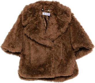 Max Mara Manteau crois&eacute; en fausse fourrure - Femme - Vestes - Brun - Taille: 38 FR