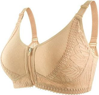 Generic Soutien-gorge sexy pour femme avec fermeture &eacute;clair sur le devant, sans jantes, grande taille, 2026, kaki, 68